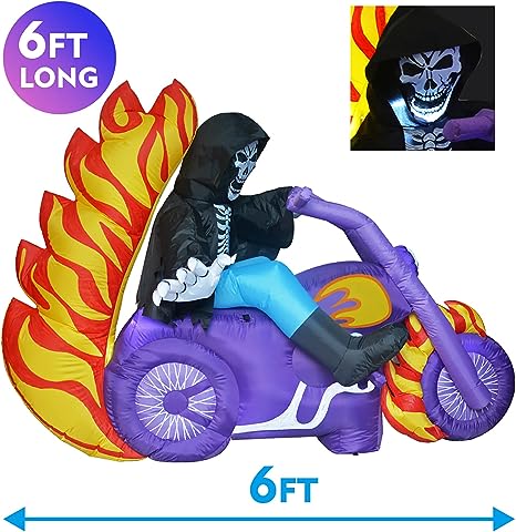 6 FT Long Inflatable Grim Reaper on The Motorcycle | PIEX