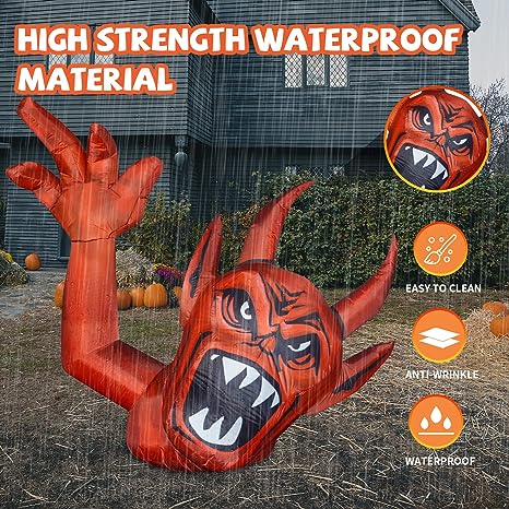 5FT Long Inflatable Red Devil Raise Hands | PIEX